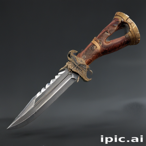 Intricately Designed Decorative Knife with Ornate Handle and Blade Features