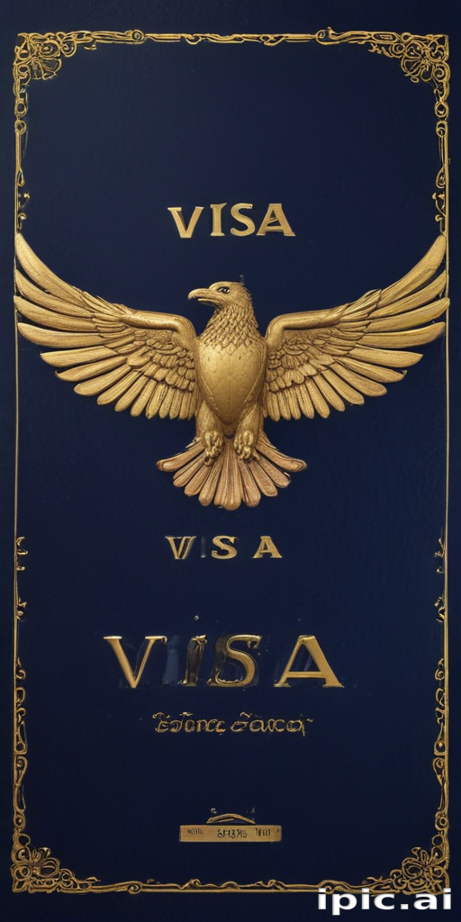 Elegant Visa Document Featuring a Golden Eagle Motif and Decorative Borders