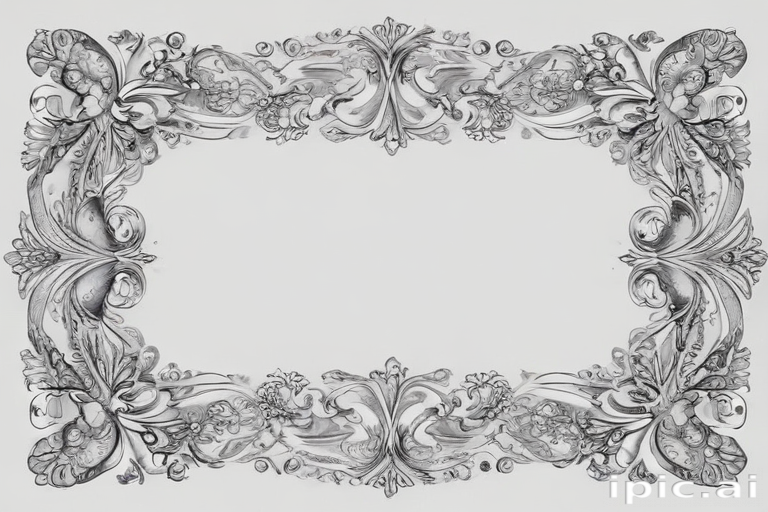 Intricate Floral Design Frame Featuring Elegant Swirls and Decorative ...