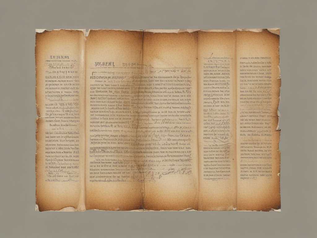 Ancient Manuscript Document Featuring Handwritten Text and Historical ...