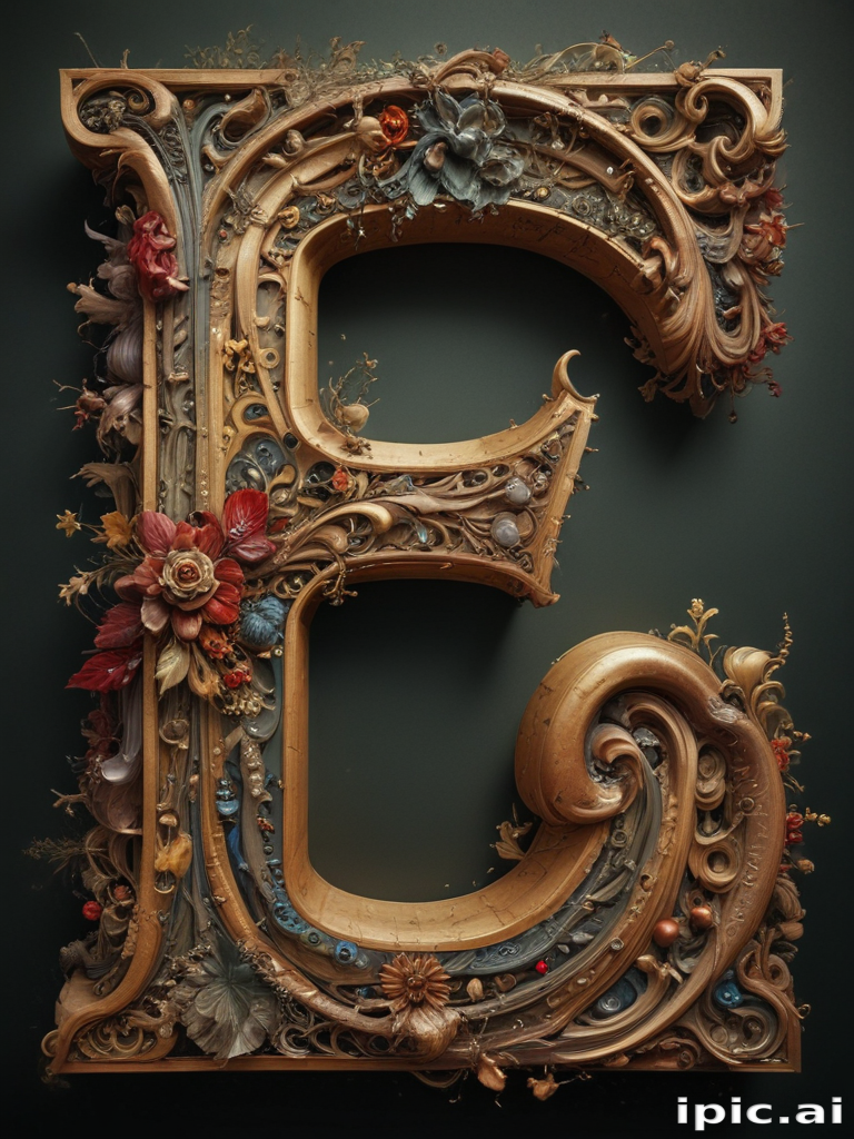 Ornately Designed Letter E Adorned with Vibrant Floral Decorations and ...