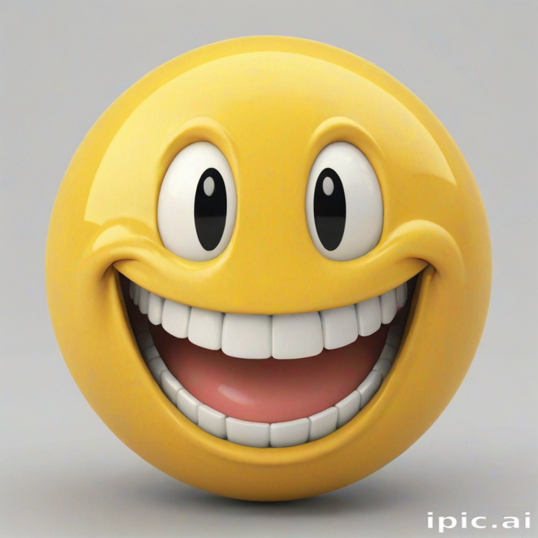 A Bright and Cheerful Smiley Face with Big Grinning Teeth and Eyes
