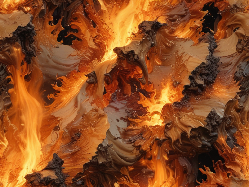Abstract Representation of Fiery Flames and Swirling Chocolate Textures