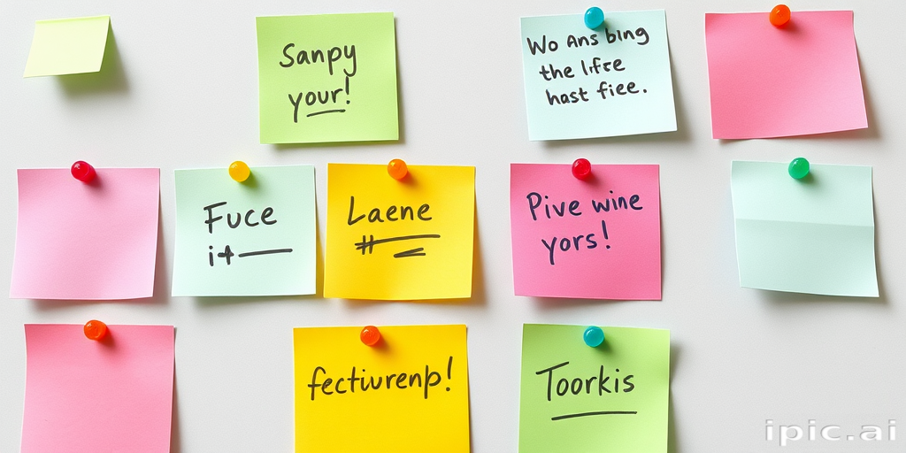 Colorful Sticky Notes Displaying Creative Messages and Unique Phrases ...
