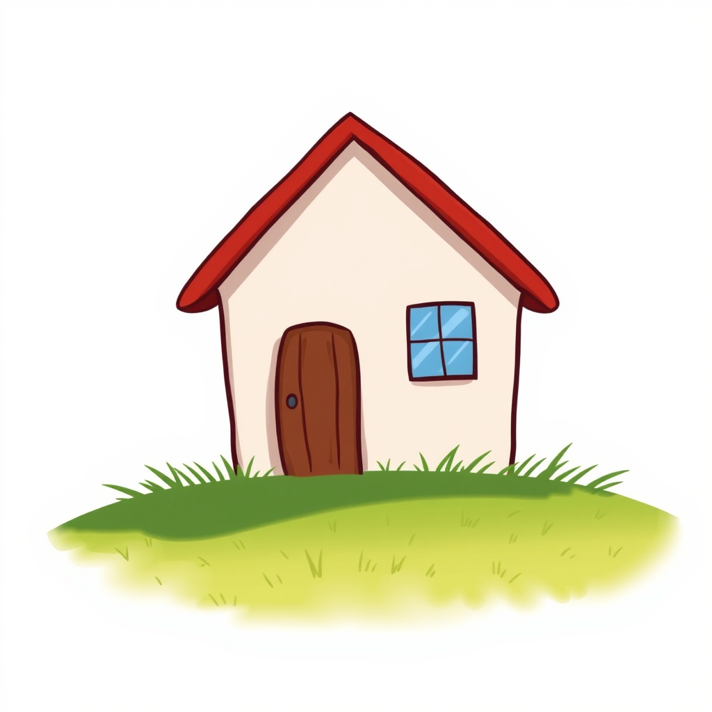 A Charming Little House Surrounded by Lush Green Grass and Serenity.