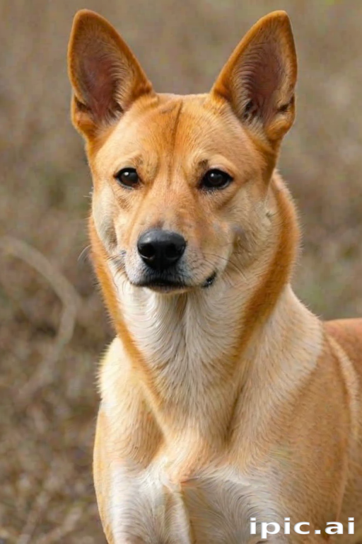 A Beautiful Tan Dog Standing Proudly in a Natural Outdoor Setting