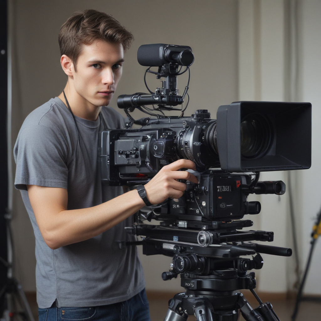 film camera operator on filmset