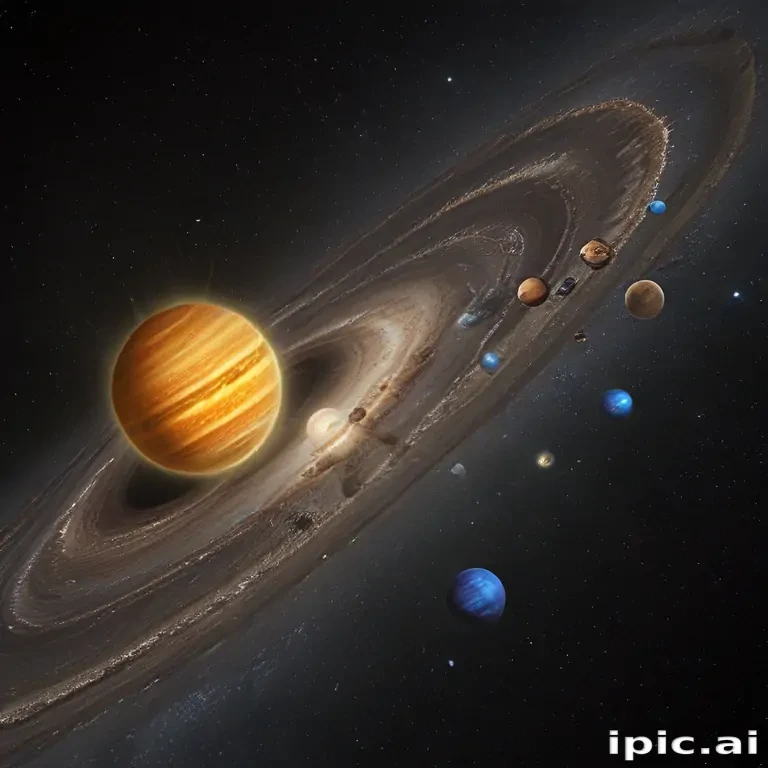 A Stunning Cosmic Scene of the Solar System with Planets and Rings.