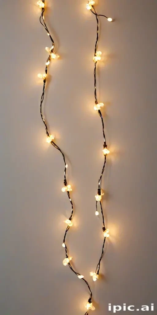 Twinkling Fairy Lights Elegantly Draped Against a Soft Neutral Wall