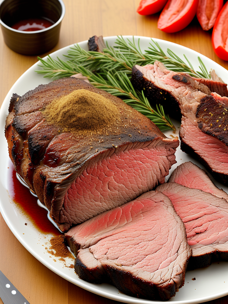 Succulent Sliced Roast Beef with Aromatic Spices and Fresh Herbs