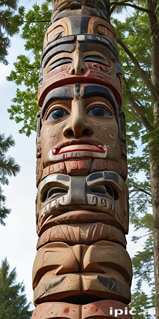 Intricate Indigenous Totem Pole Showcasing Cultural Heritage and ...