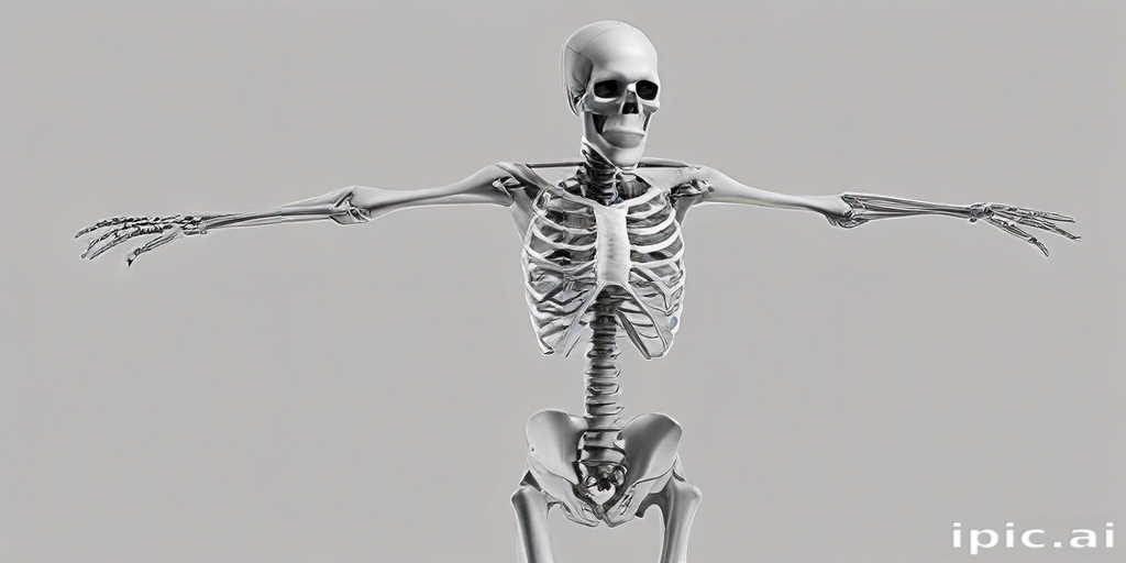 Anatomical Model of a Human Skeleton with Outstretched Arms Displayed