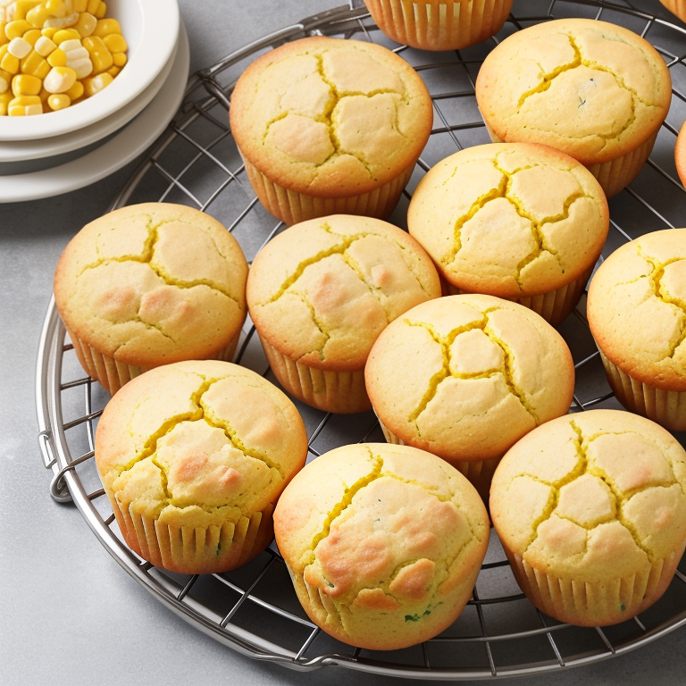 Freshly Baked Corn Muffins Cooling on a Wire Rack Ready to Enjoy