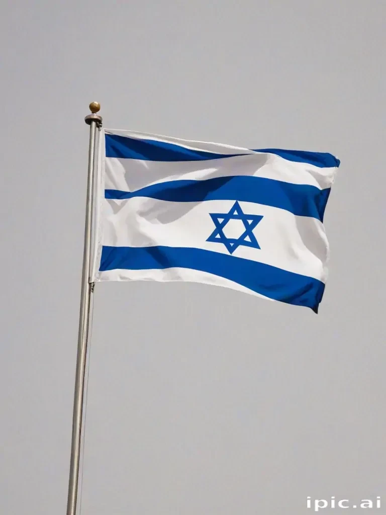 National Flag of Israel Featuring Blue and White Stripes with Star