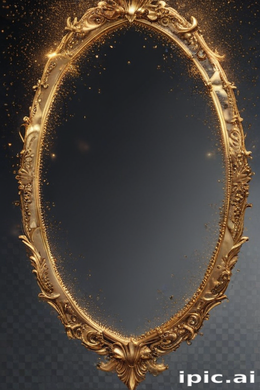 Elegant Golden Decorative Mirror with Sparkling Details and Empty ...