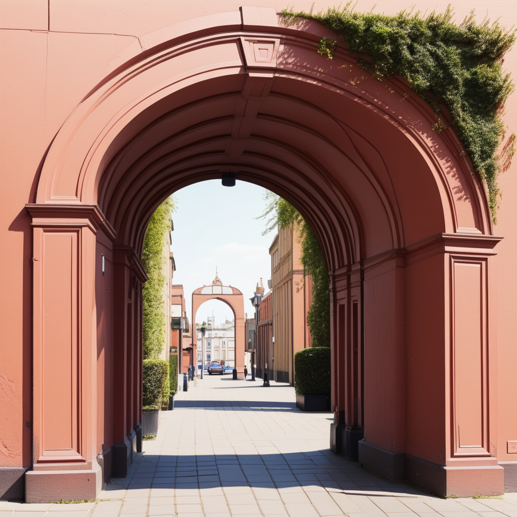 Charming Archway Leading to a Scenic Pathway in a Vibrant City
