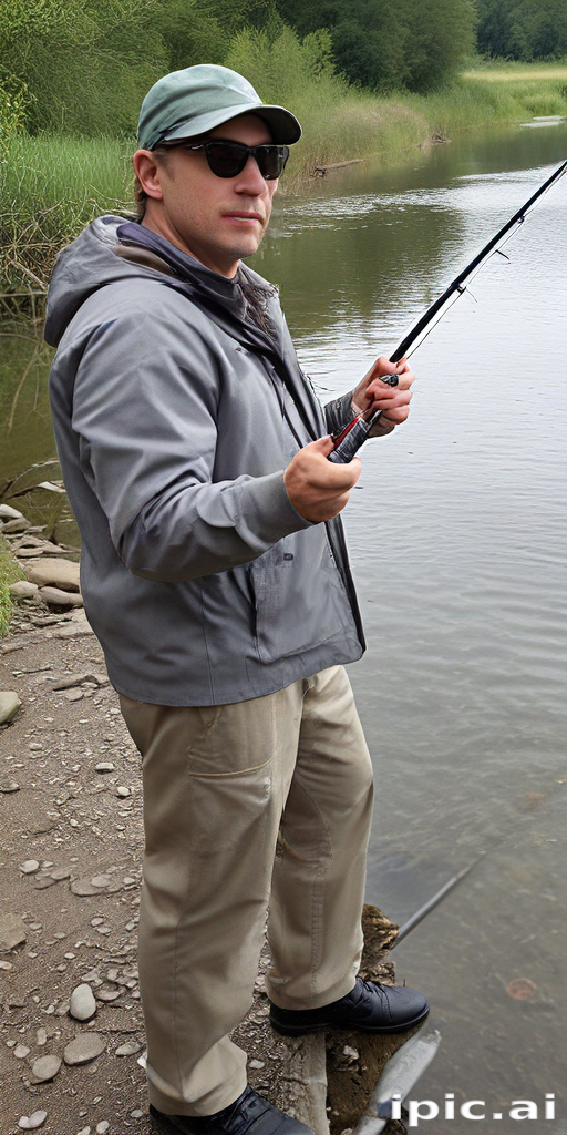 A Relaxed Day of Fishing by the Serene Lakeside Shoreline.