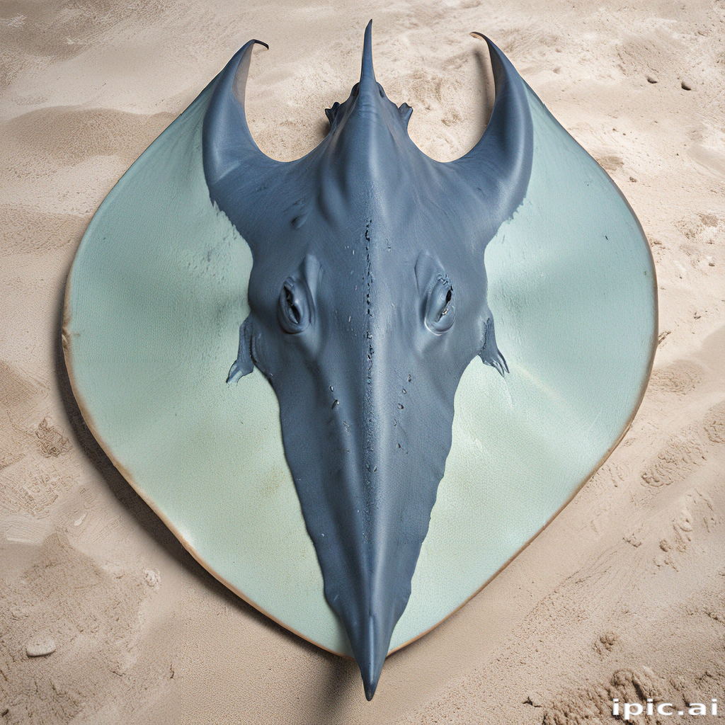Majestic Blue Stingray Gliding Gracefully Over Sandy Ocean Floor Surface