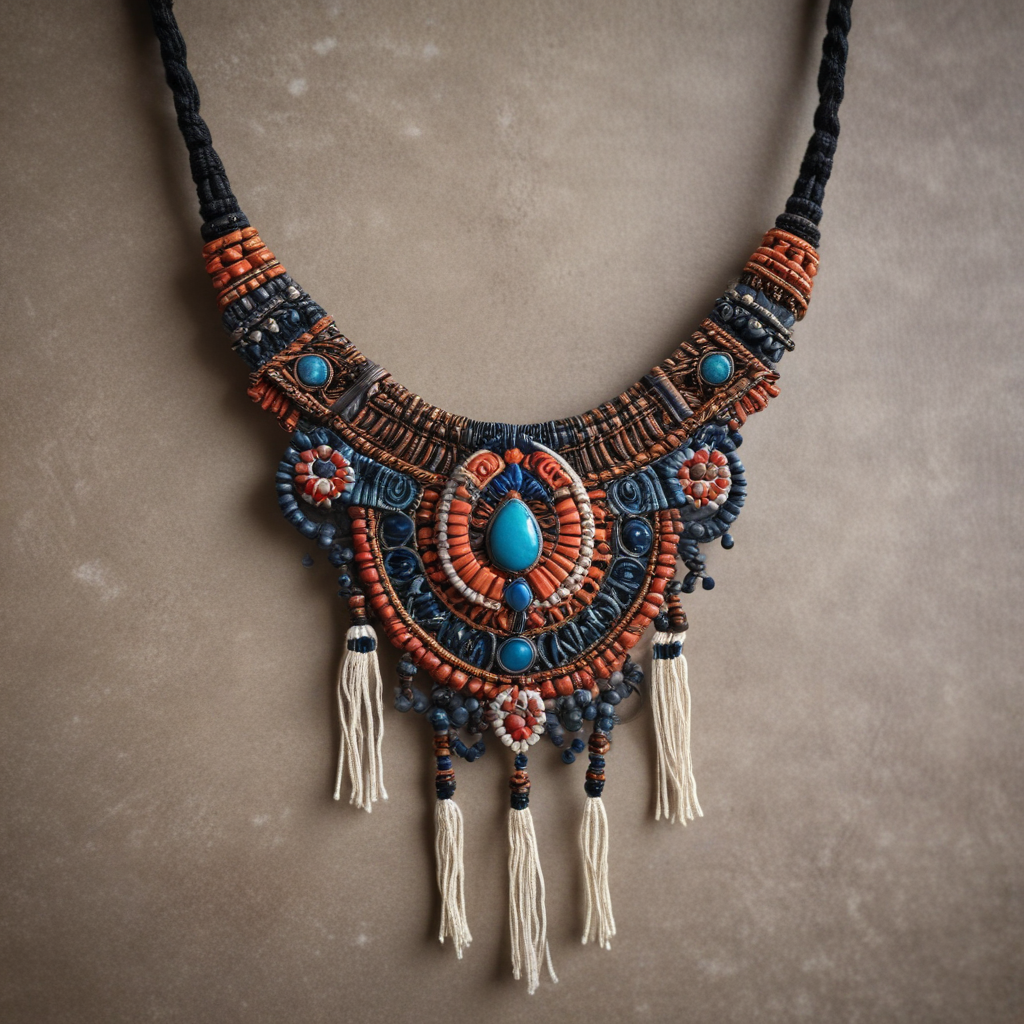 Tribal micromacrame necklace,hd, detailed