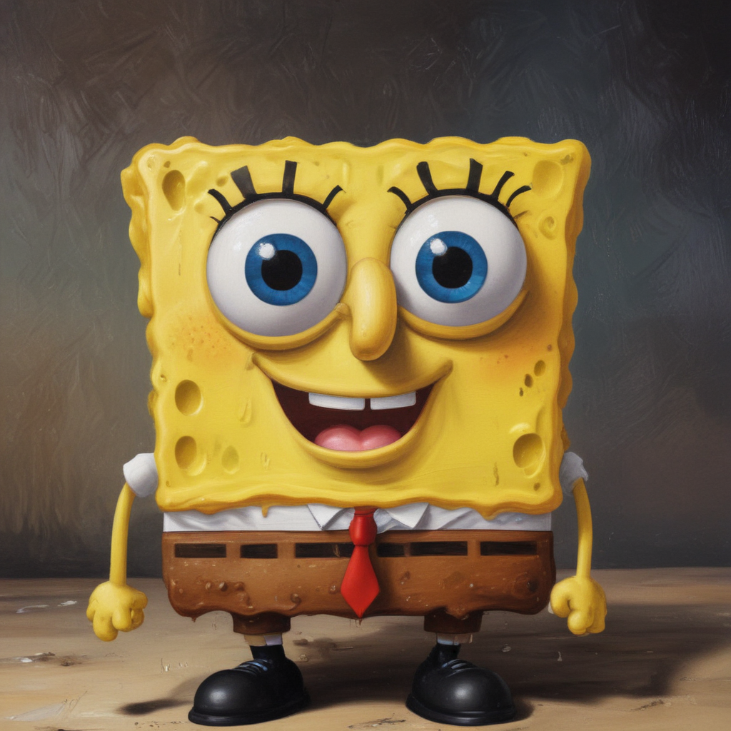 spongebob oil painting