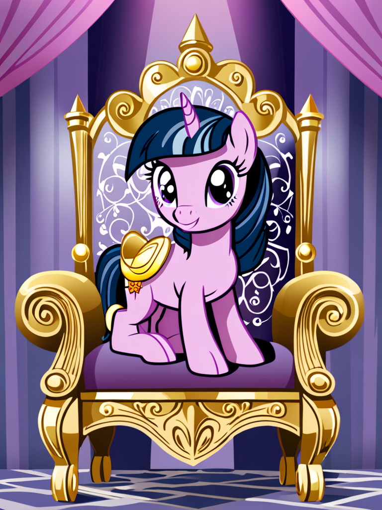 mlp pony alicorn twilight sparkel princess siting on the throne
