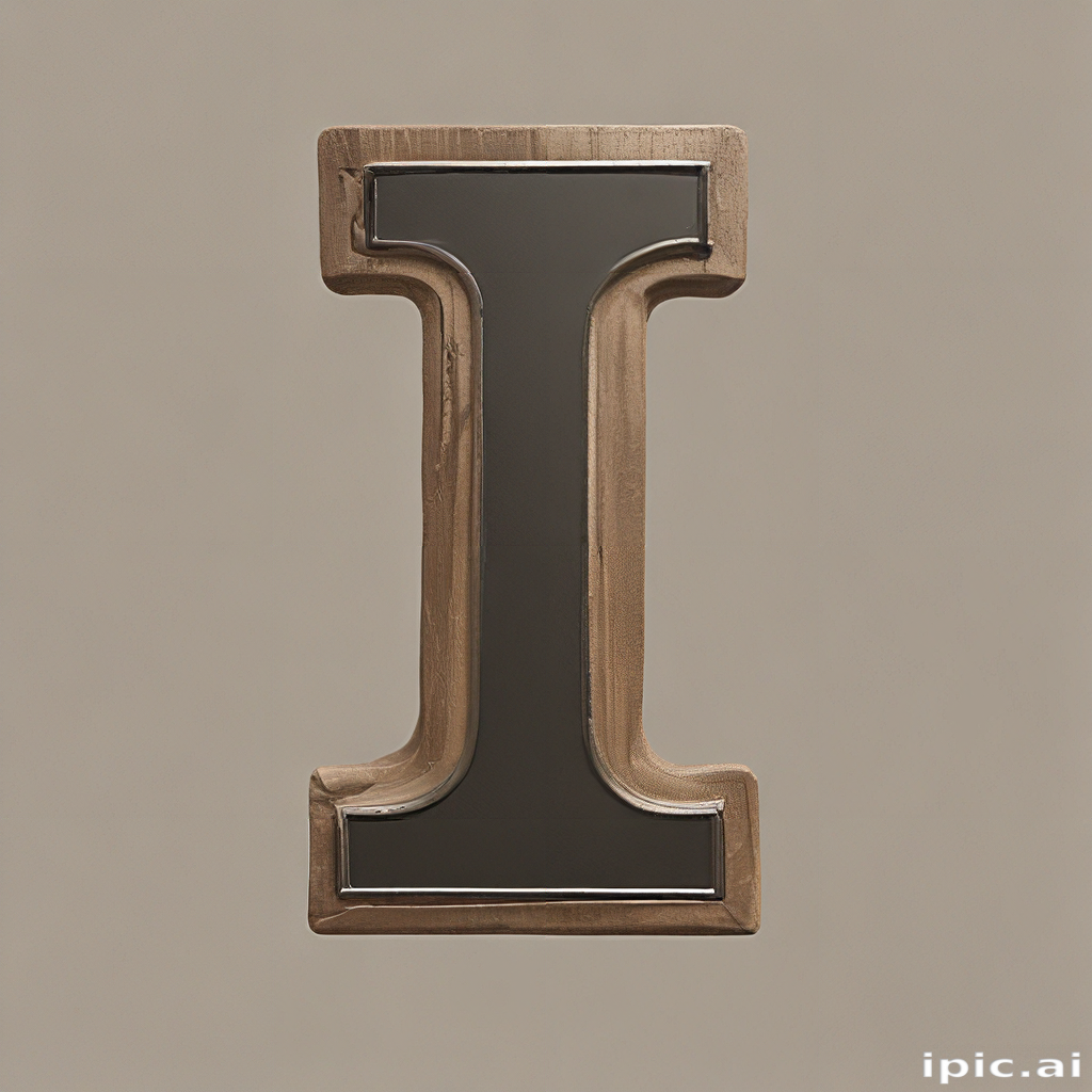 A Decorative 3D Letter 'I' with a Stylish Wooden Frame Design.