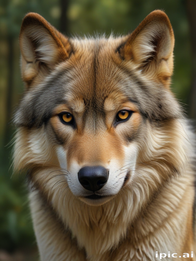 Majestic Close-Up of a Wolf with Striking Yellow Eyes in Nature.