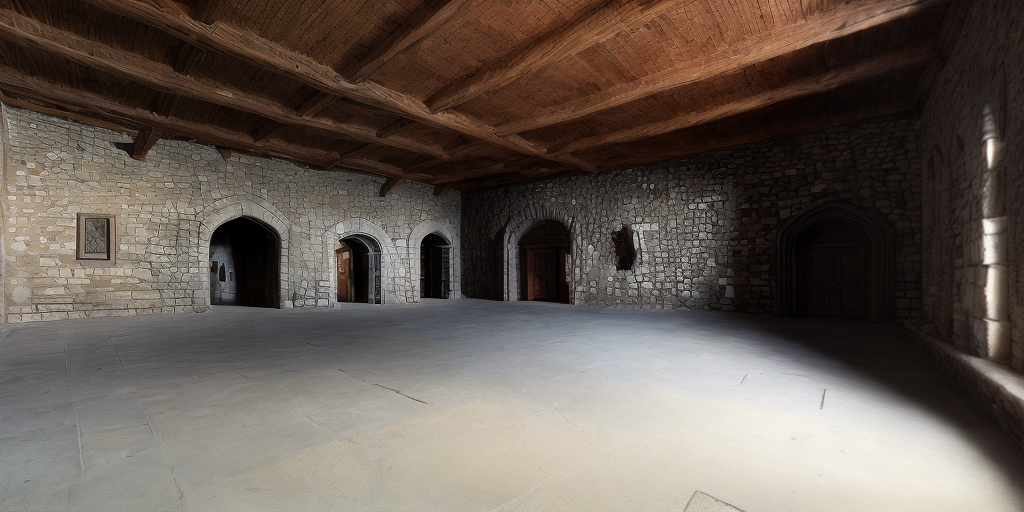 An empty medieval museum room.