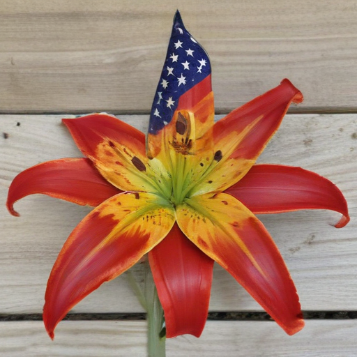 A five leaf lily with the maryland flag filling each flower petal