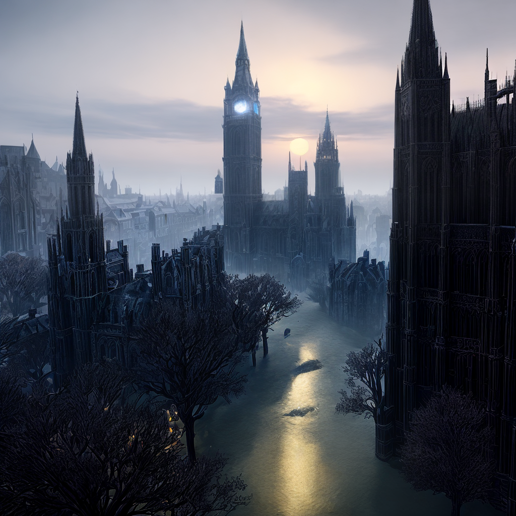 A Victorian A city with the aesthetics of the game Bloodborne.panoramic ...