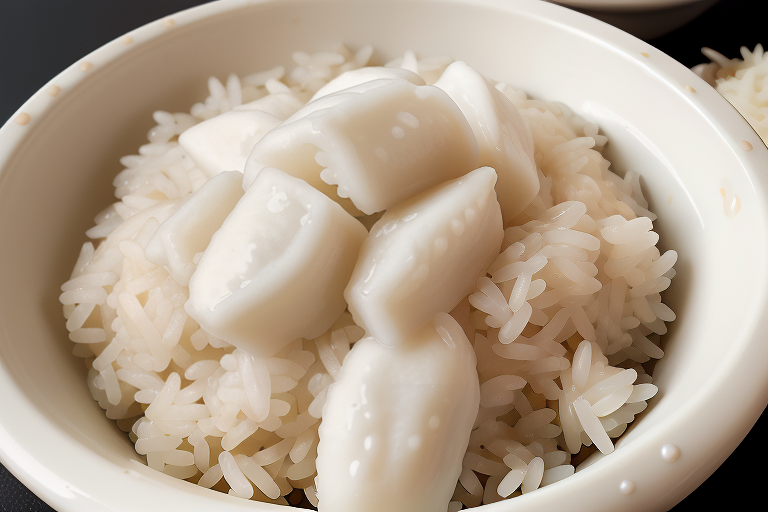A Delicious Bowl of Steamed Rice Topped with Tender Fish Fillets.