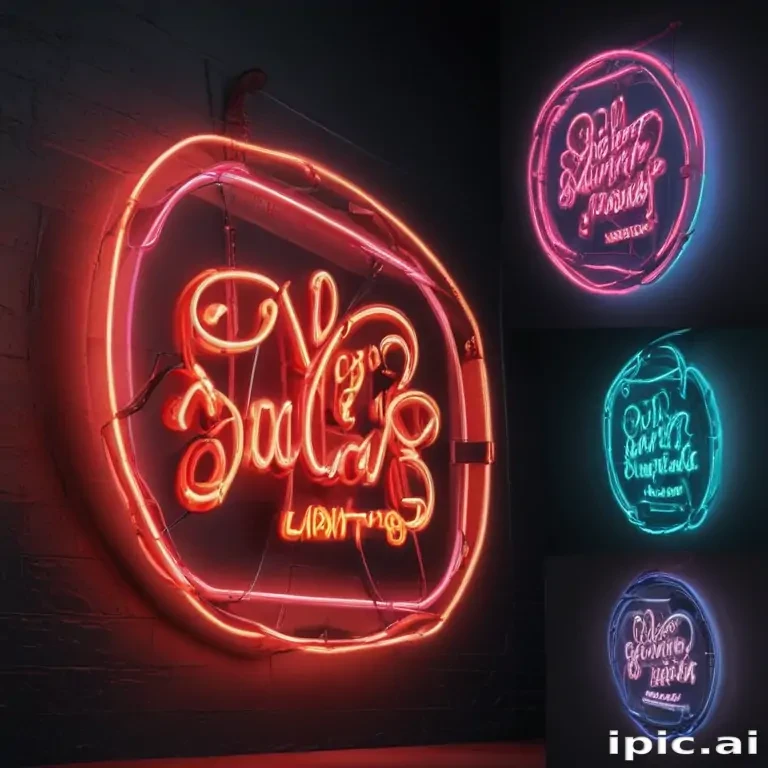 Vibrant Neon Signs Featuring Artistic Typography in Various Colorful ...