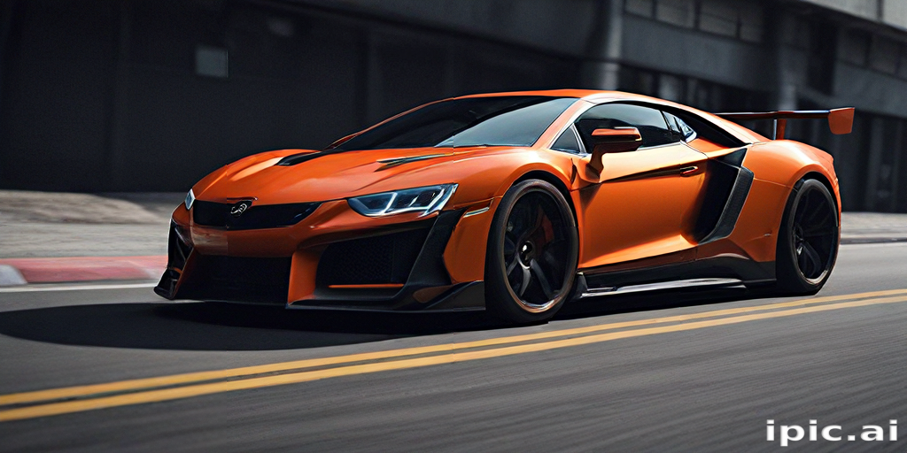 Dynamic Orange Sports Car Racing Through Urban Streets at High Speed