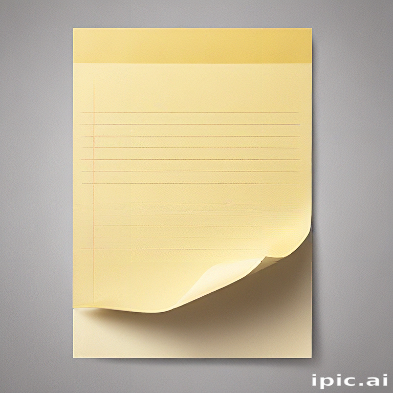 Blank Yellow Sticky Note with a Slightly Peeling Corner on Gray Background