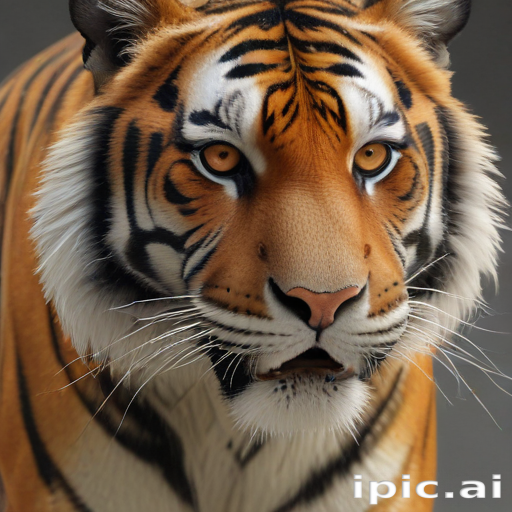 A Close-Up of a Majestic Tiger with Striking Facial Features and Expression
