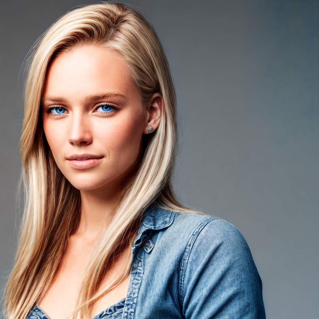 Scandinavian female blonde hair blue eyes full face and head portrait