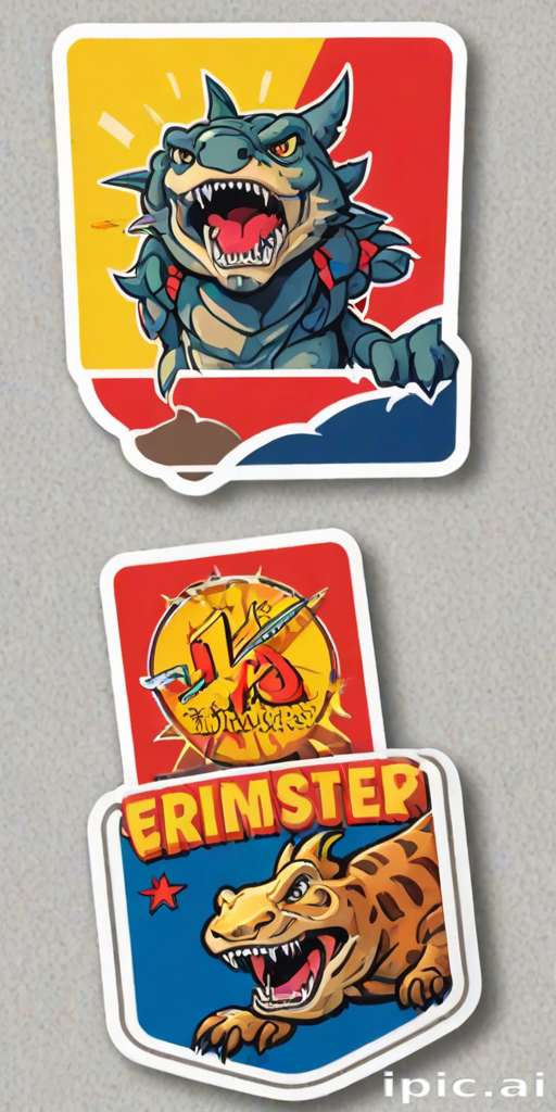 Vibrant Cartoon Dinosaur Stickers Featuring a Ferocious T-Rex and ...