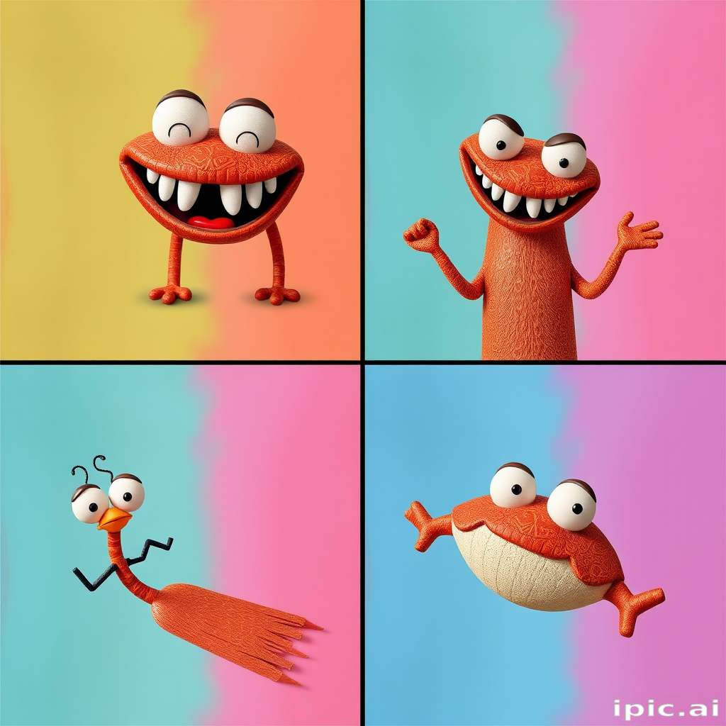 Colorful Cartoon Characters Sharing Joyful Expressions Against Vibrant ...