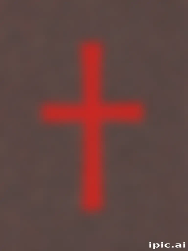 A Glowing Red Cross Symbol Against a Dark Background in Artistic Style.