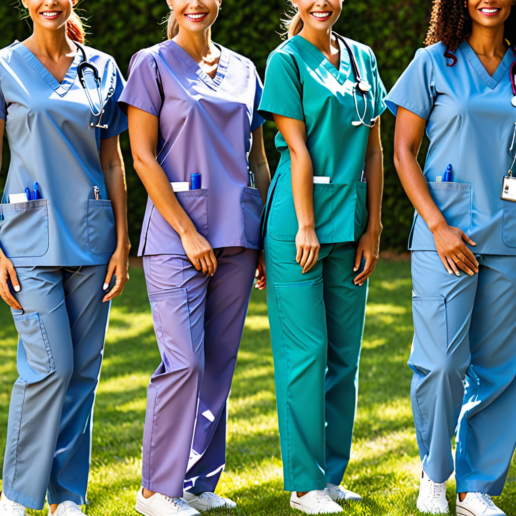 nurses with different color scrubs on