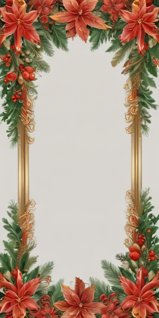 Festive Floral Frame with Poinsettias and Greenery for Holiday Celebrations