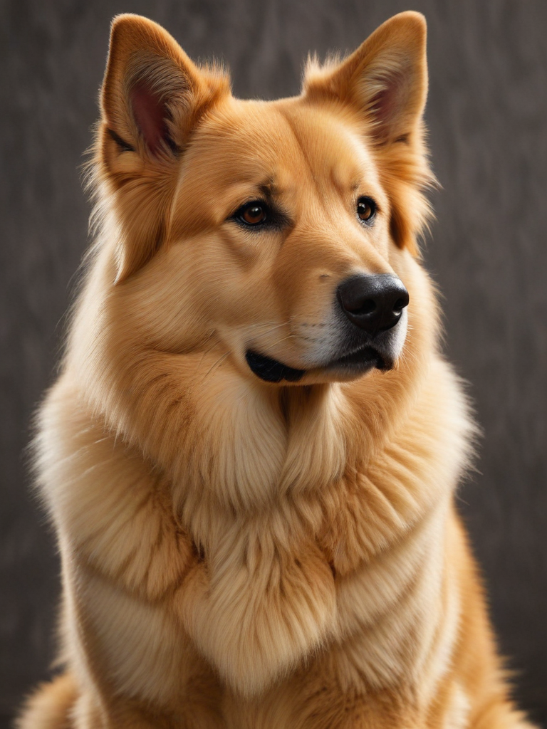 A Majestic Golden-Furred Dog Posing Elegantly Against a Soft Background