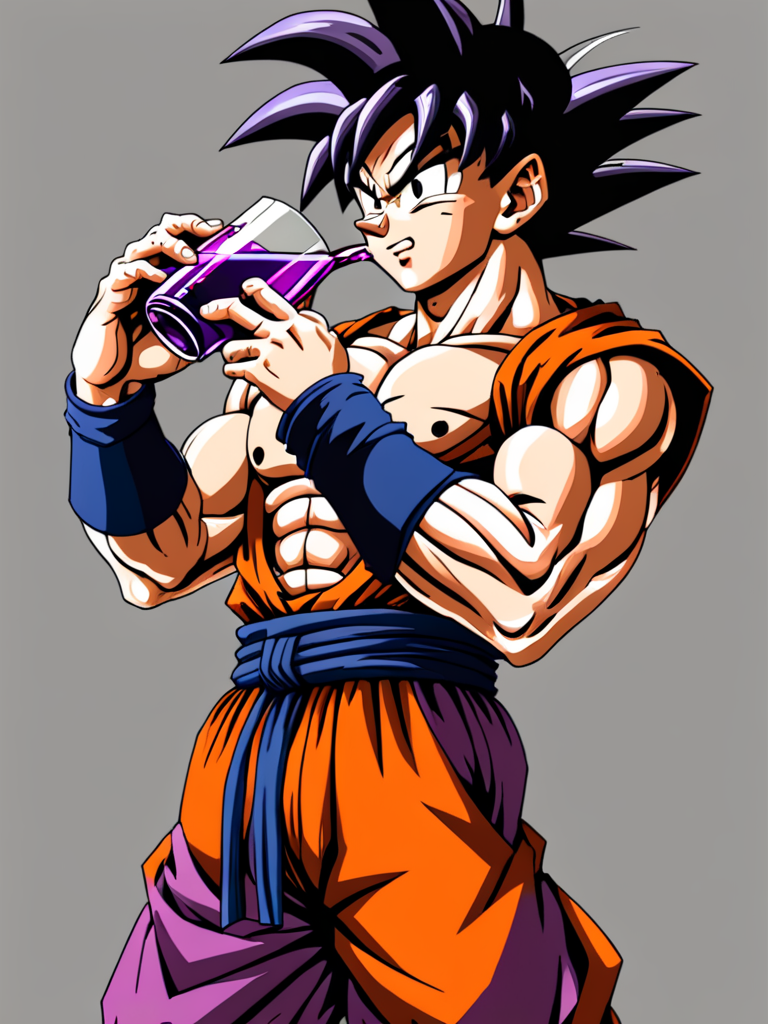 Goku drinking purple lean