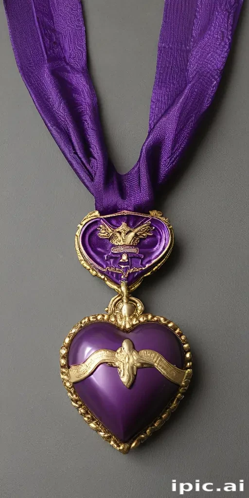 Distinguished Military Honor: The Purple Heart Medal with Ribbon Display