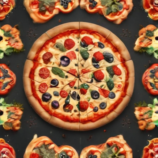 Colorful Array of Delicious Pizzas with Toppings All Around the Center
