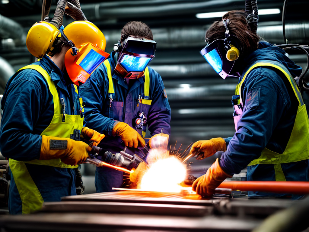 ships engine room crew welding