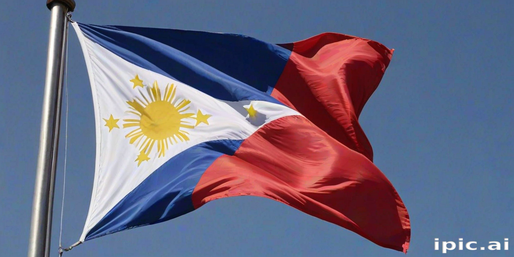 Vibrant Flag of the Philippines with Sun and Stars Symbolism