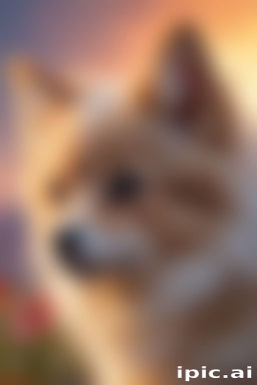 A Cute Dog Portrait Against a Colorful Sunset Background in Nature.