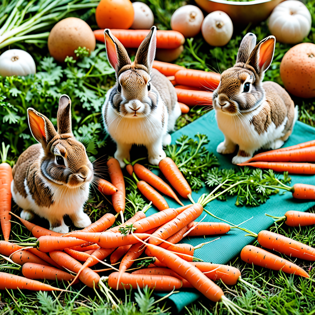 Bunnies, eating carrots, teatime