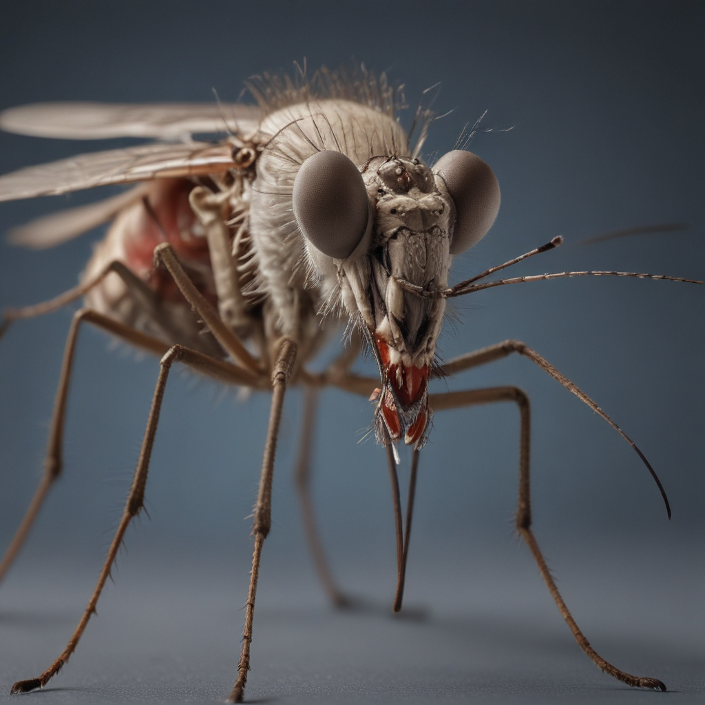 an aggressive realistic mosquito with an a computer AI background